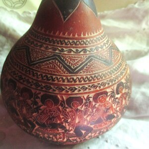 Hand Carved Gourd, Latin American Design, Rhythm/shaker Instrument ...
