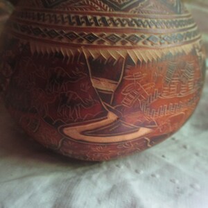 Hand Carved Gourd, Latin American Design, Rhythm/shaker Instrument ...