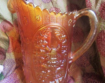 Orange Glass Pitcher - Etsy