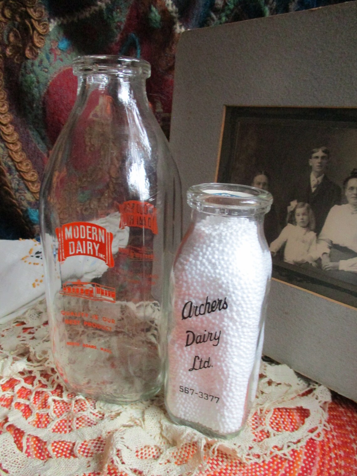 2 Vintage Milk Bottles With Printed Dairy Labels 1 Quart - Etsy