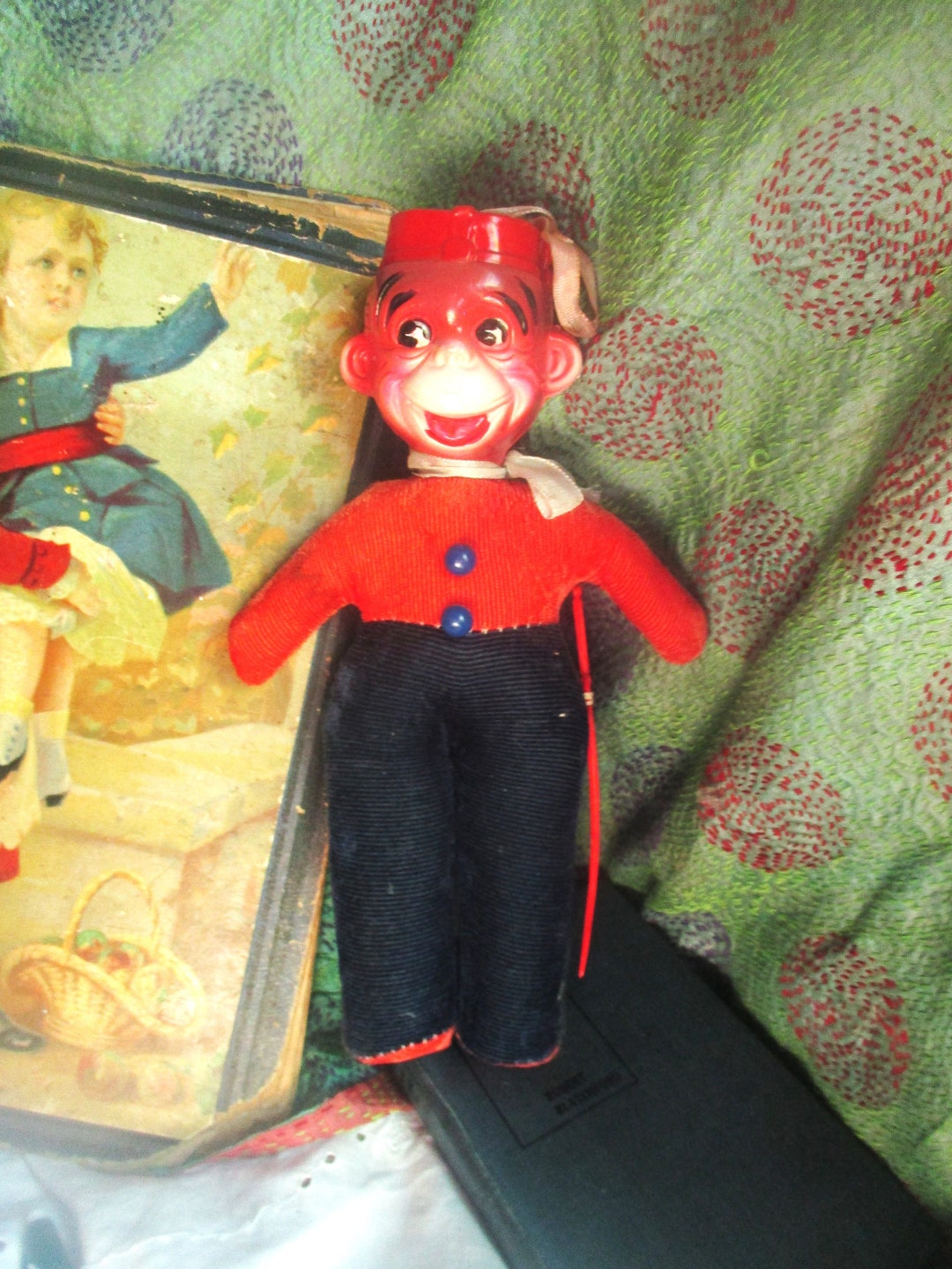 Toy Monkey, 1950's Boomer Toy, Stuffed Body, Blow Mold Plastic Head ...