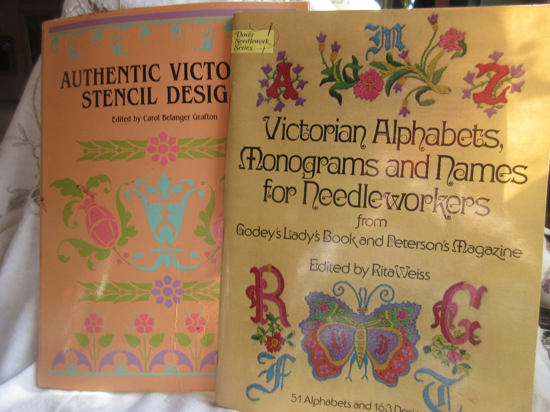 2 Craft Books, Embroidery Monogram Designs and Victorian Stenciling ...