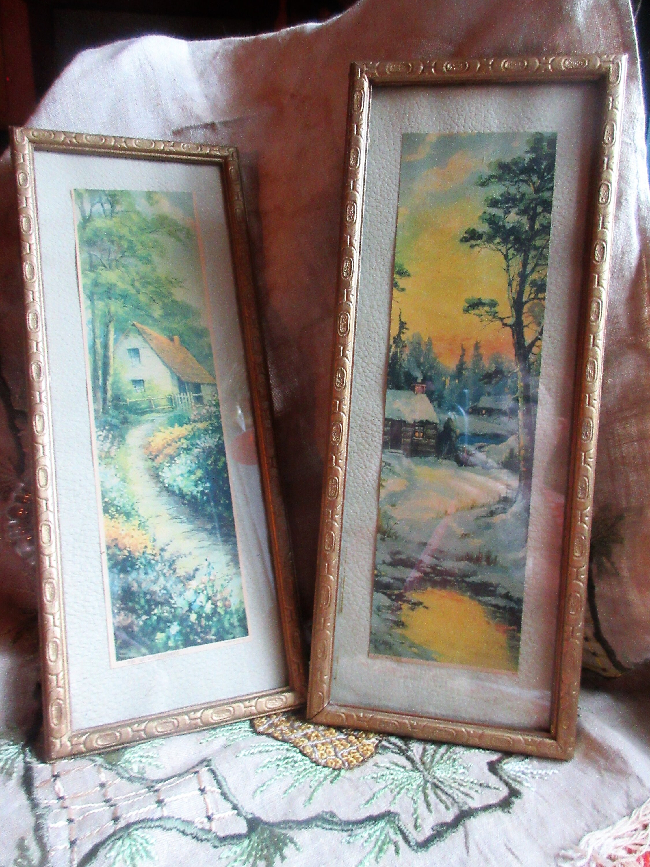 Set of 2 Framed Lithographs 1940's Smaller Size Tall - Etsy