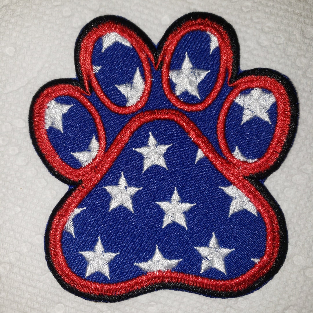 American Paw Print Embroidered Patch - Etsy