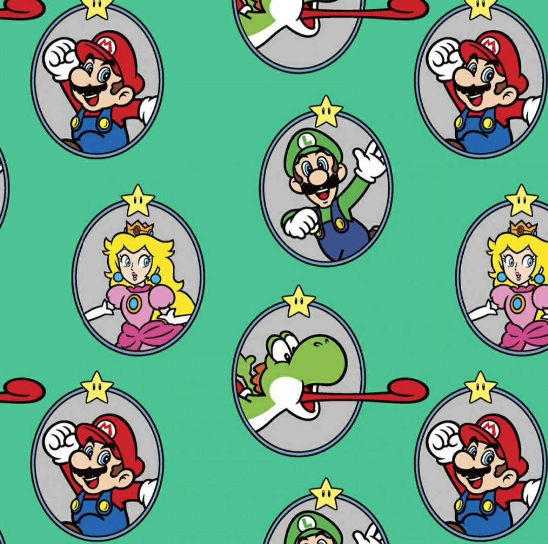 Super Mario Fabric, Mario Badge Fabric, Cotton Quilting Fabric - Etsy