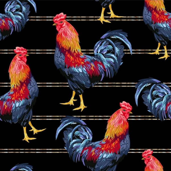 Rooster Fabric - Etsy
