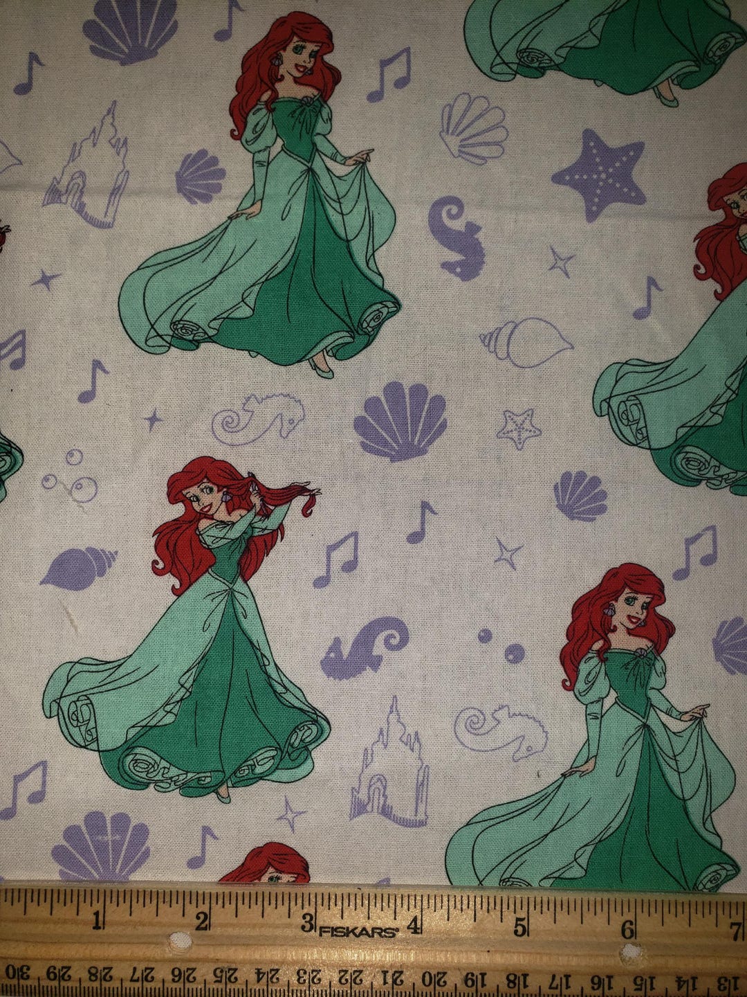 Little Mermaid Ariel Fabric, Cotton Quilting Fabric, 22 X 18 Fat ...