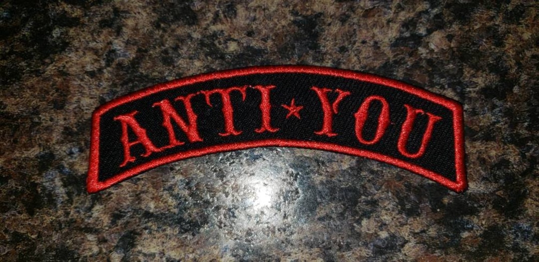 ANTI*YOU Patch, Small Chest Rocker, MOTORCYCLE Patch, Biker Patch ...