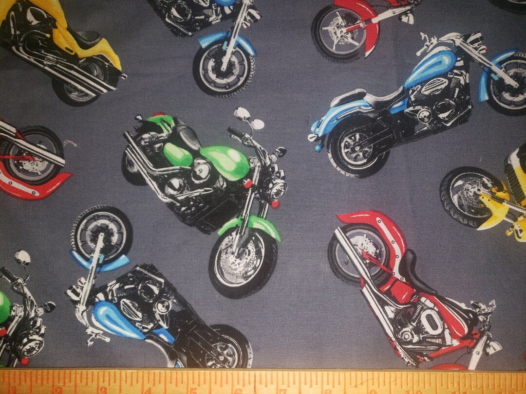 Motorcycle Fabric Cotton Quilting Fabric Motorcycles All - Etsy
