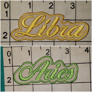Zodiac Signs Beige Background Embroidered Motorcycle Patch, Choose Your ...