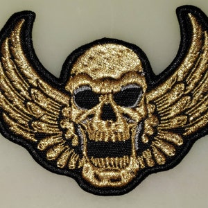 Skull With Wings, Motorcycle Patch, Embroidered Patch, Biker Vest Patch ...
