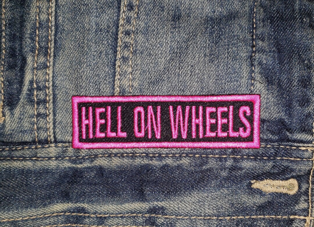 Hell on Wheels Pink Patch, Motorcycle Patch, Biker Vest Patch, Fun Patches, Embroidered Vest ...
