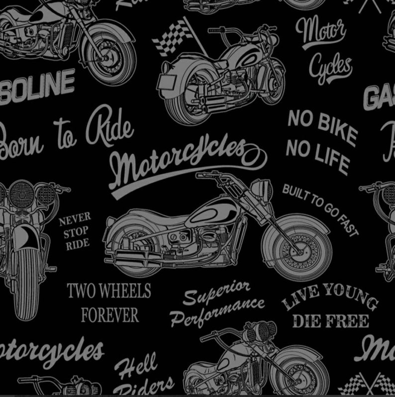 Motorcycle Fabric Cotton Quilting Fabric Black Fabric Born - Etsy