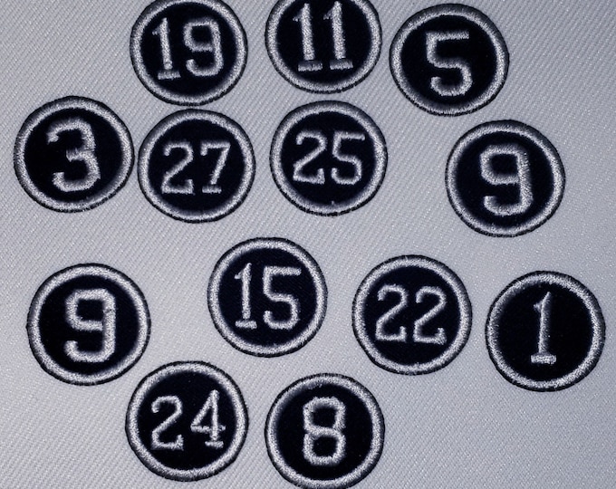 Navy Blue Round Number Patches, Embroidery Patches, 1 INCH Patch ...
