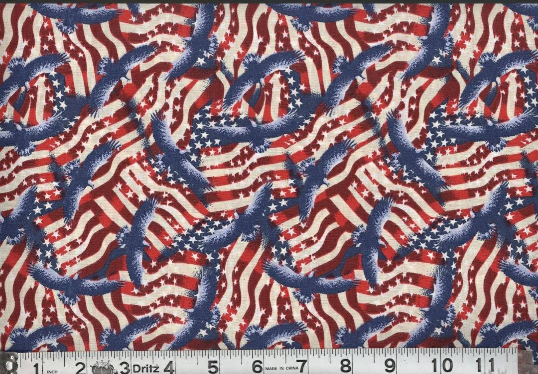 Patriotic Fabric, Cotton Fabric, Cotton Quilting Fabric, USA Flag ...