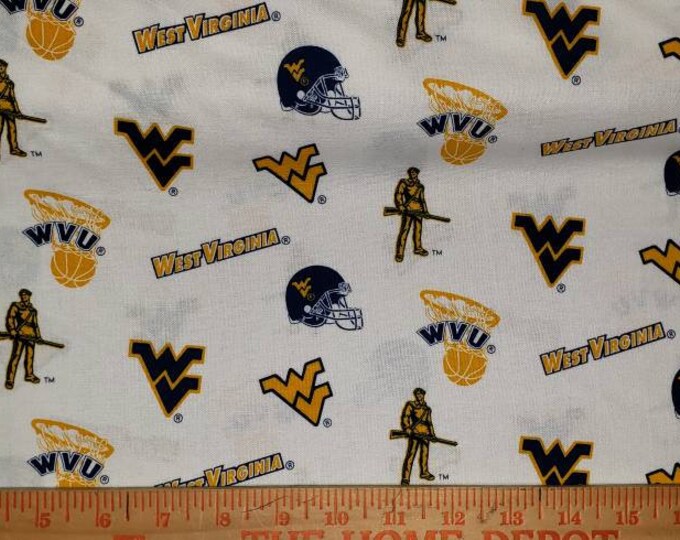 West Virginia University Fabric, Fat Quarter 18" X 22", 100% Cotton ...