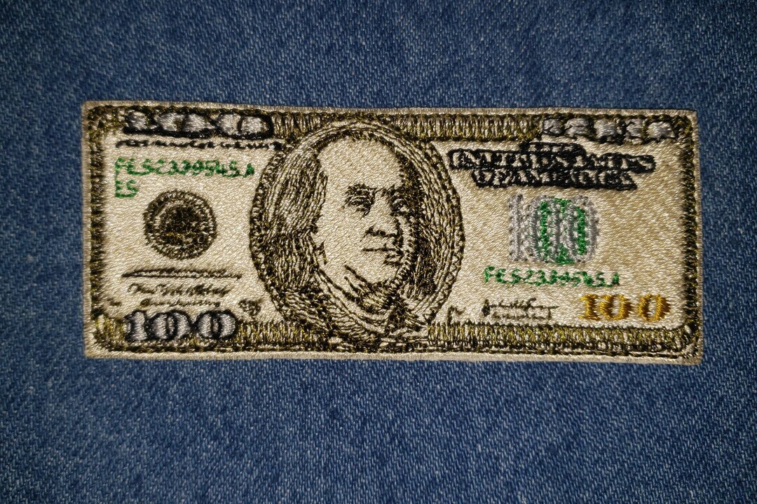 100 Dollar Bill Money Patch, Embroidered Money Patch, Money Biker Vest ...