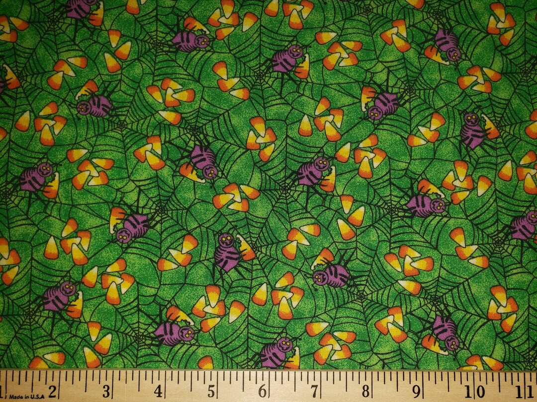 SPIDER WEB Fabric, CANDYCORN Fabric Spiderweb Fabric, 100% Cotton ...