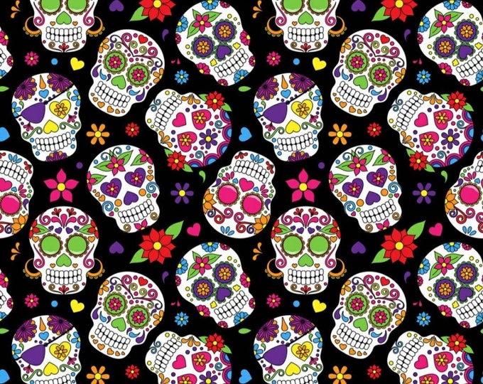 Sugar Skull Fabric, 100% Cotton Fabric - Etsy