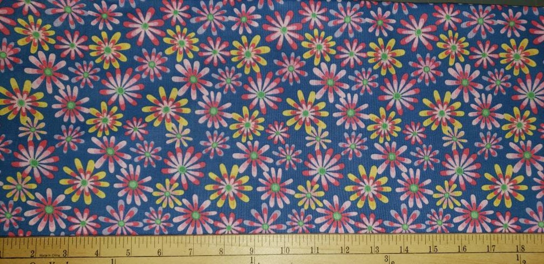 Flower Power Fabric, 100% Cotton Quilting Fabric, Fat Quarter, 1/2 Yard ...