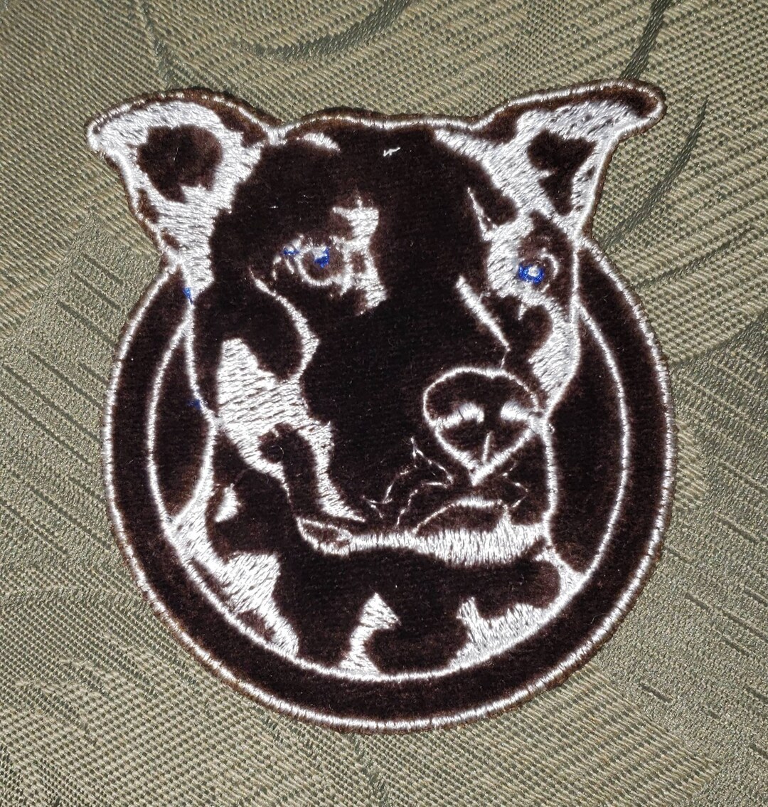 PITBULL PATCH, MOTORCYCLE Patch, Embroidered Vest Patch, Brown and ...