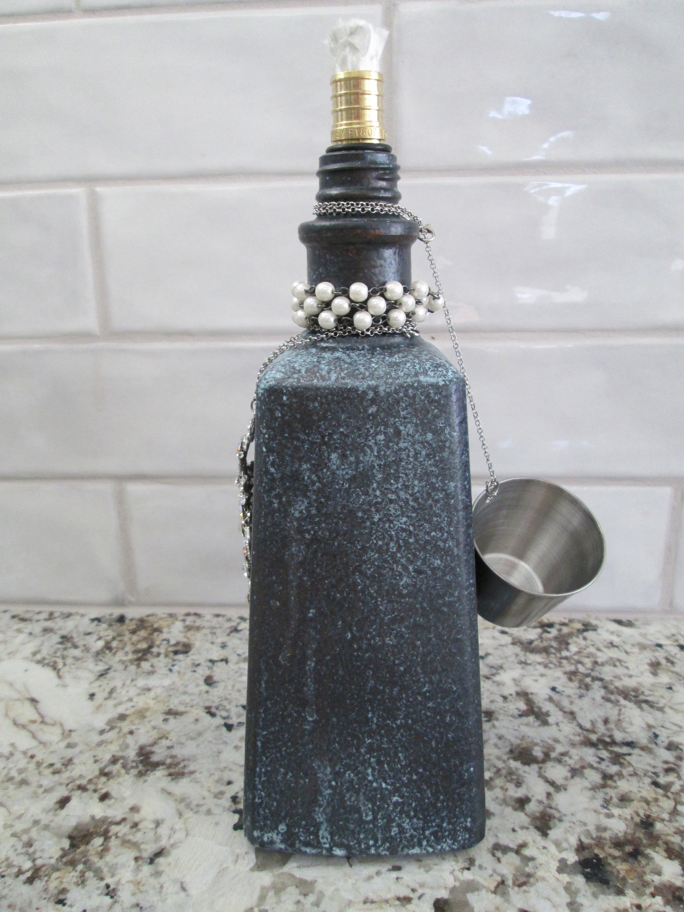 Jeweled Table Top Torch blue Patina Chandelier - Etsy