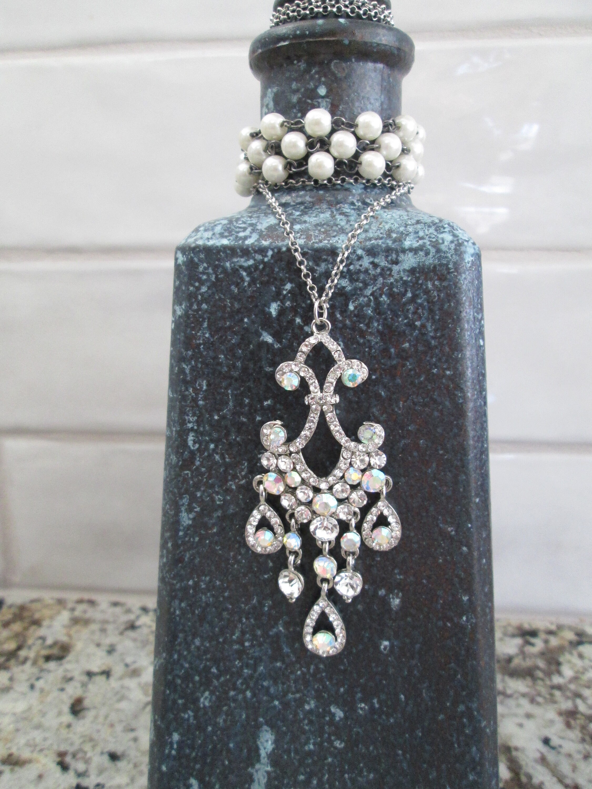 Jeweled Table Top Torch blue Patina Chandelier - Etsy