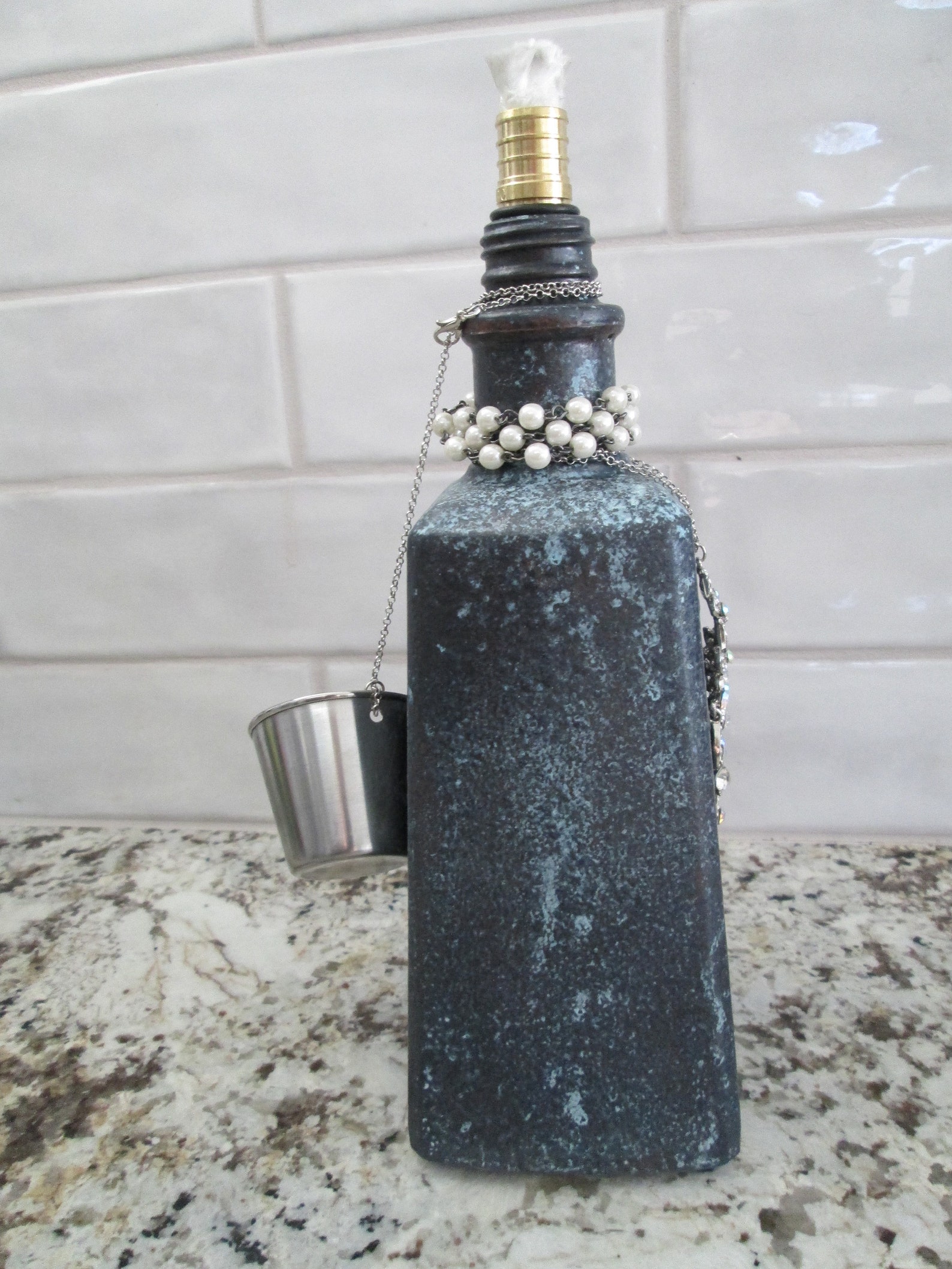 Jeweled Table Top Torch blue Patina Chandelier - Etsy