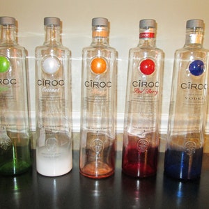 Empty Vodka Bottles, Absolut, Belvedere, Chopin, Ciroc, Deep Eddy, Effen, Grey Goose and Ketel ...