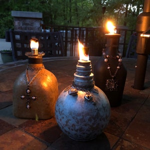 Small Handmade Table Top Torch gold Glitter Gazer Handcrafted Tiki ...