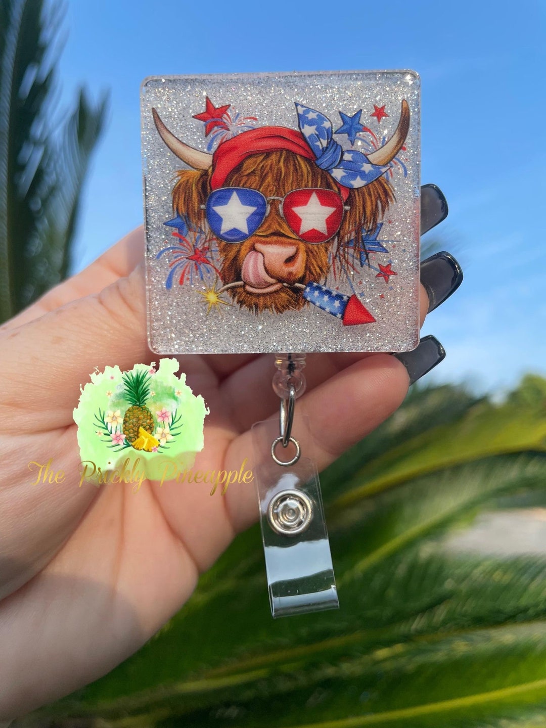 Highland Cow / American Flag / Patriotic / Red White Blue / USA / Star ...