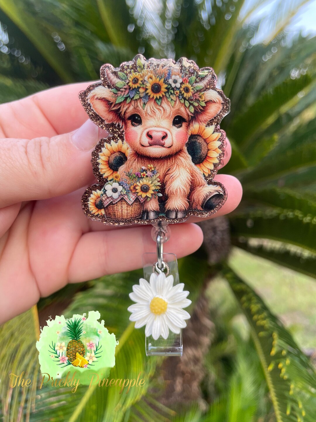 Highland Cow/sunflower/daisy Flower Charm/id Tag/nurse/doctor/waitress ...