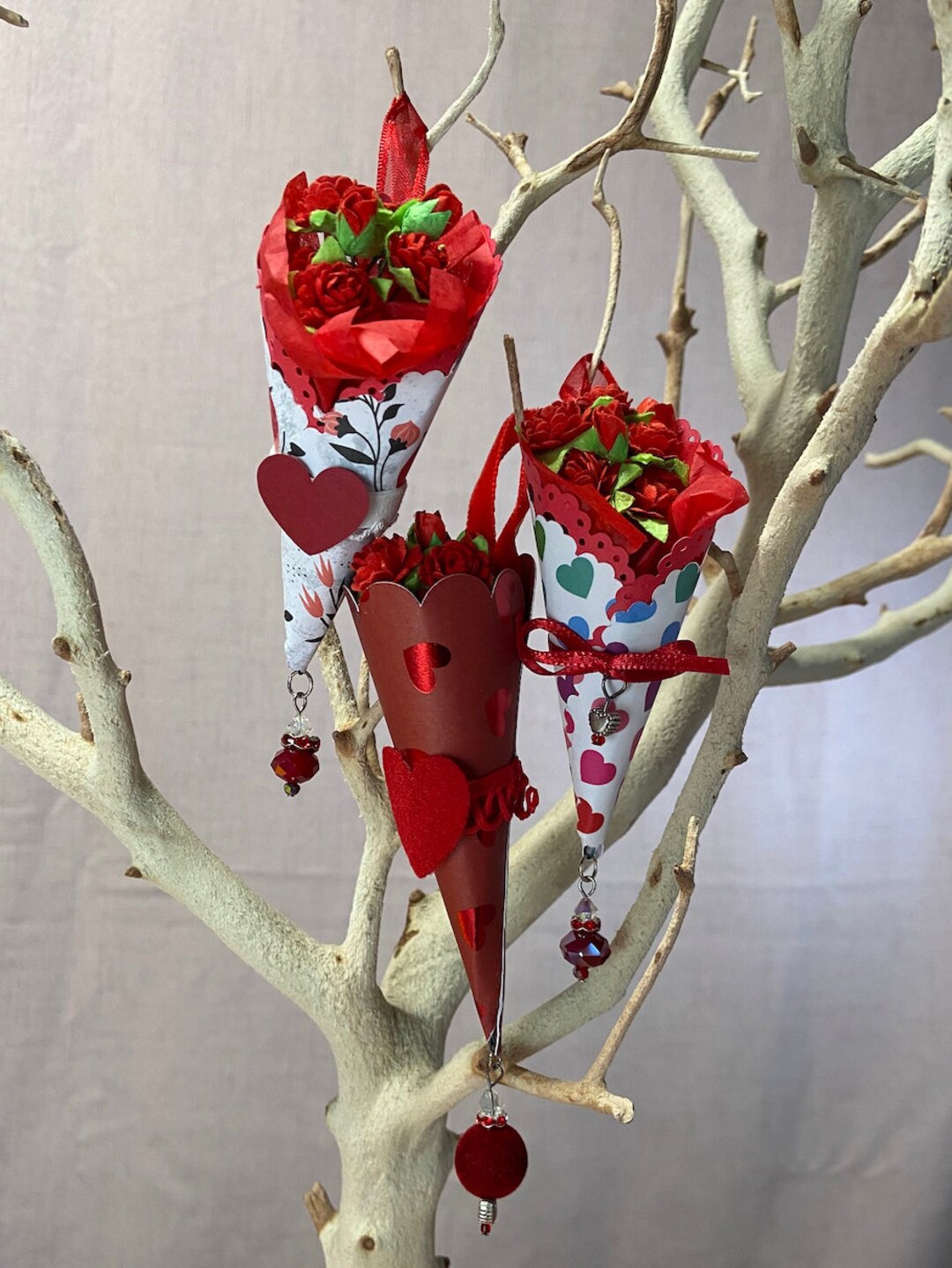 Victorian Paper Cone With Roses Ornament Decoration Doll Prop Bouquet ...