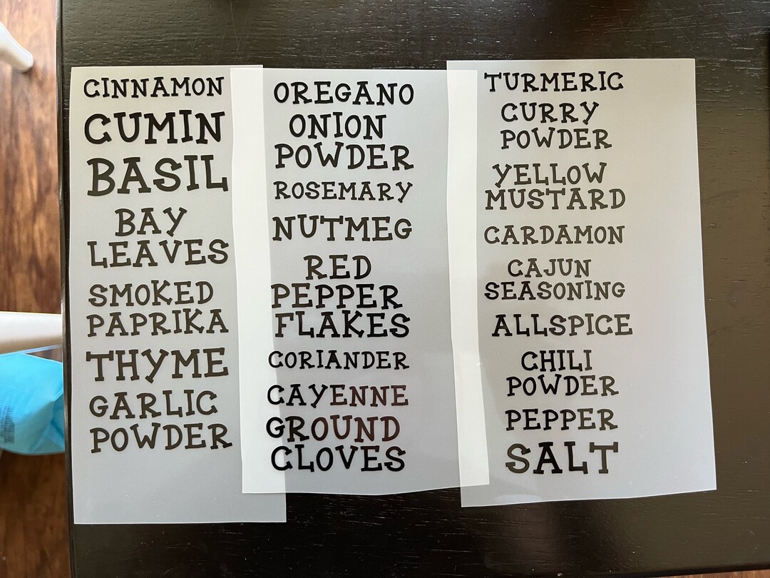 Top 25 Spices. Kitchen Spices Stickers. 2 1/2 in Wide Spice Stickers ...