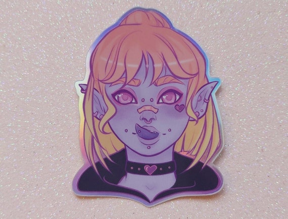 Cute Monster Girl Demon Girl Holographic Vinyl Sticker | Etsy
