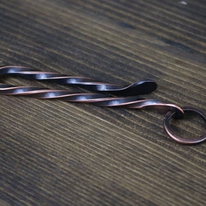 Key Ring Holder, Twisted Oxidized Copper Hook and Split Ring - Etsy