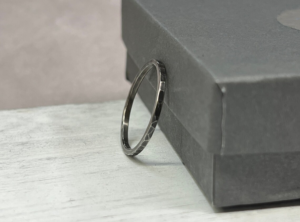 PAX Ring Hammered Sterling Silver Stacking Ring Minimal - Etsy