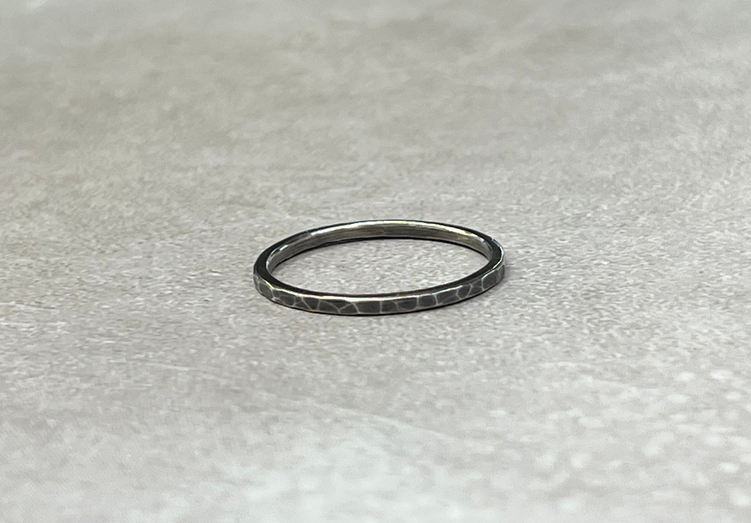 PAX Ring Hammered Sterling Silver Stacking Ring Minimal - Etsy