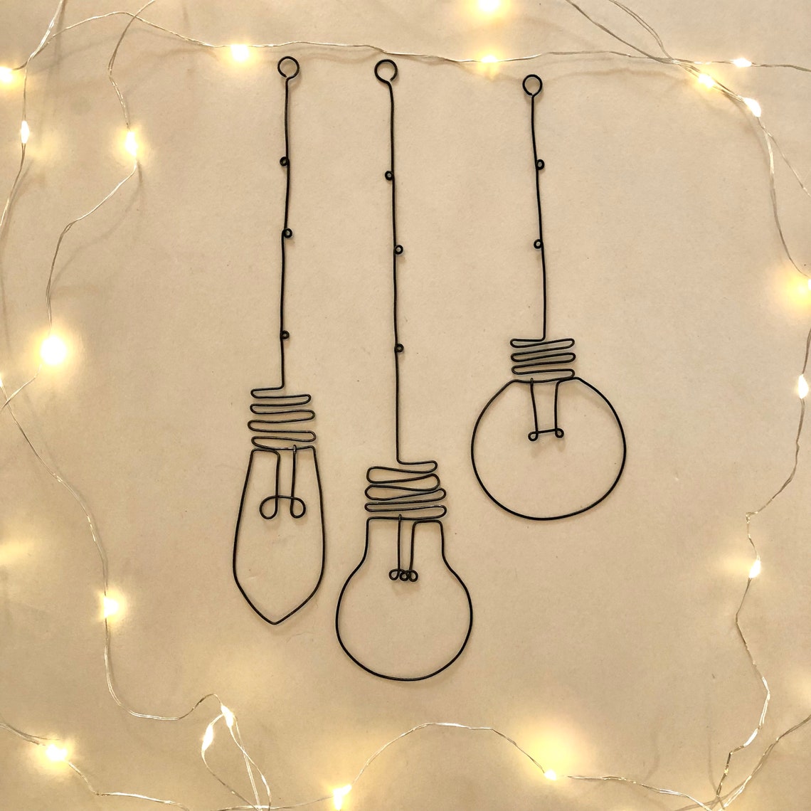 Wire Light Bulb Handmade Wall Art Metal Sculpture Decor - Etsy