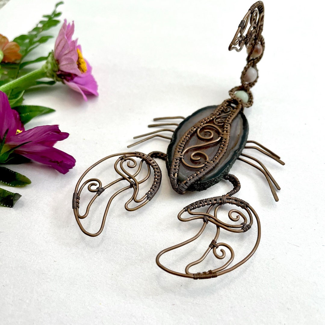 Wire Scorpion Handmade Sculpture Sea Creature Fish Figurine Rock Stone ...