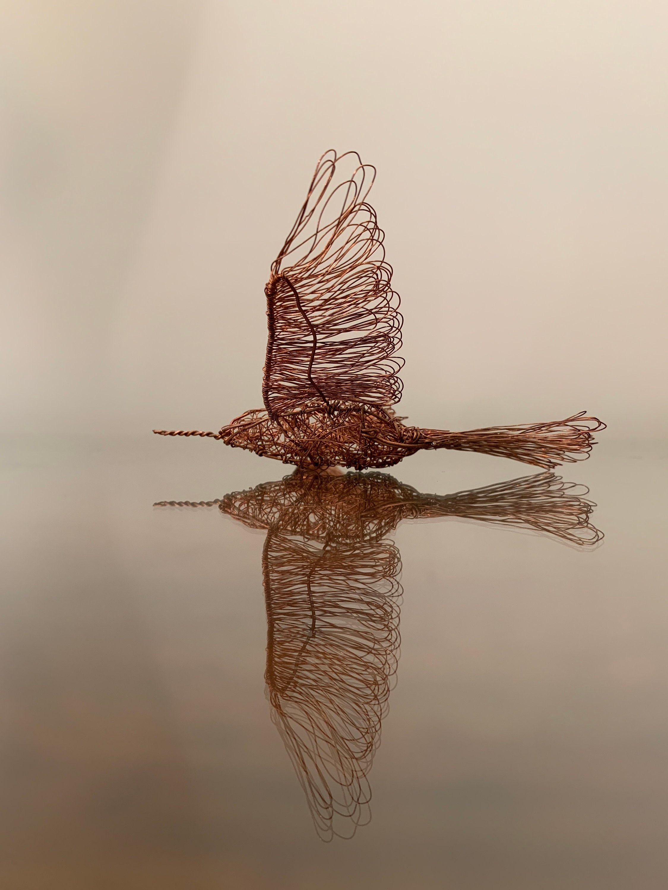 Copper Wire Hummingbird Sculpture Ornament Handmade Gift Wrapped ...