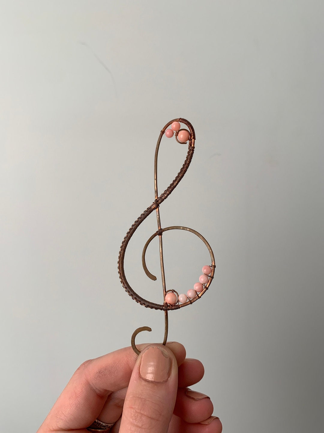 Handmade Wire Music Note Copper Hammered Beaded Musician Musical Artist ...