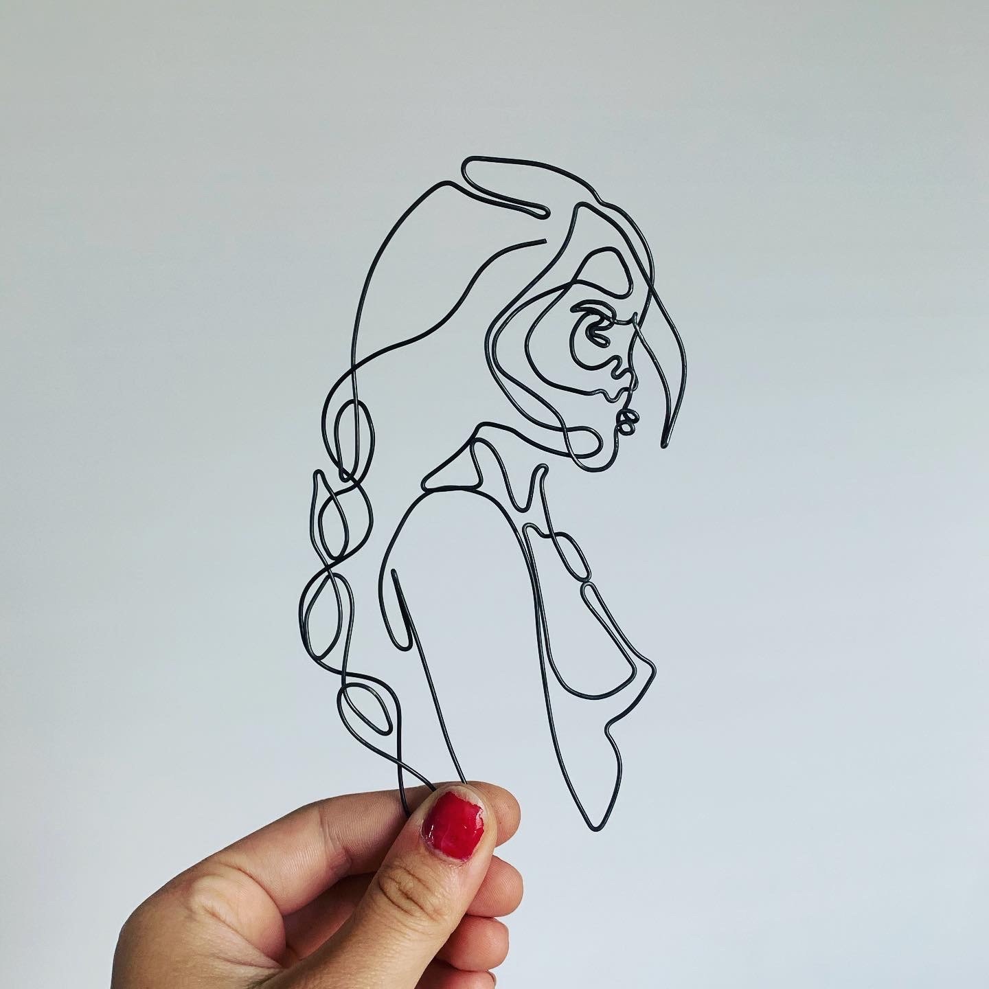 Wire Woman Figure Handmade Bust Metal One line Wall Ornament | Etsy