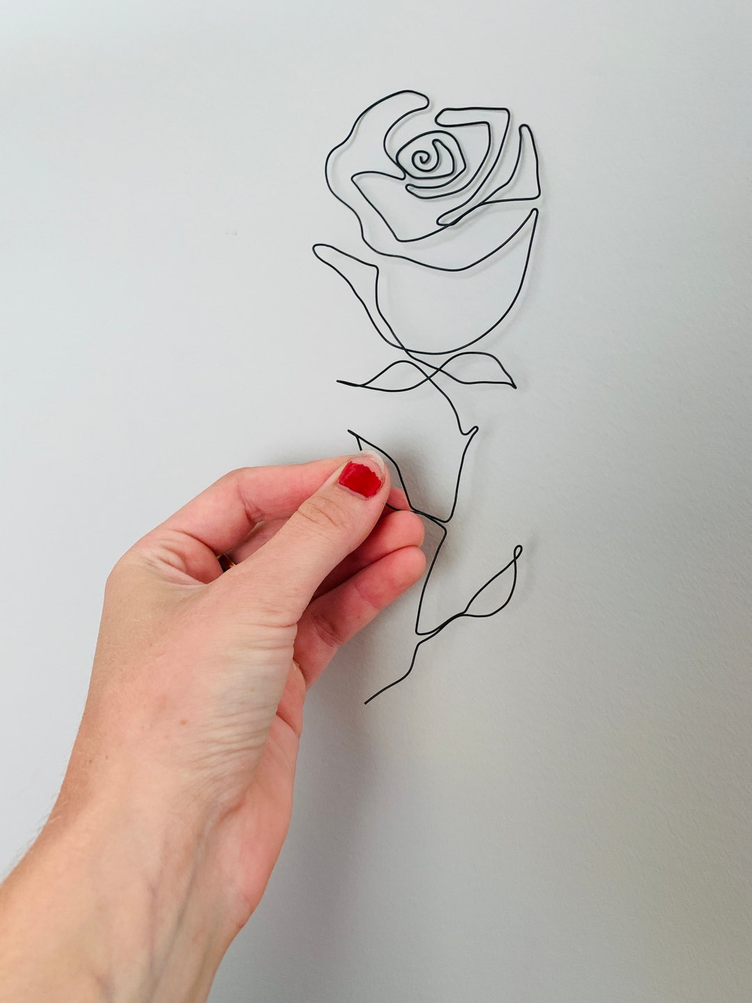 Wire Rose Handmade Metal Wood Faux Flower Lover Valentine Day Nature ...