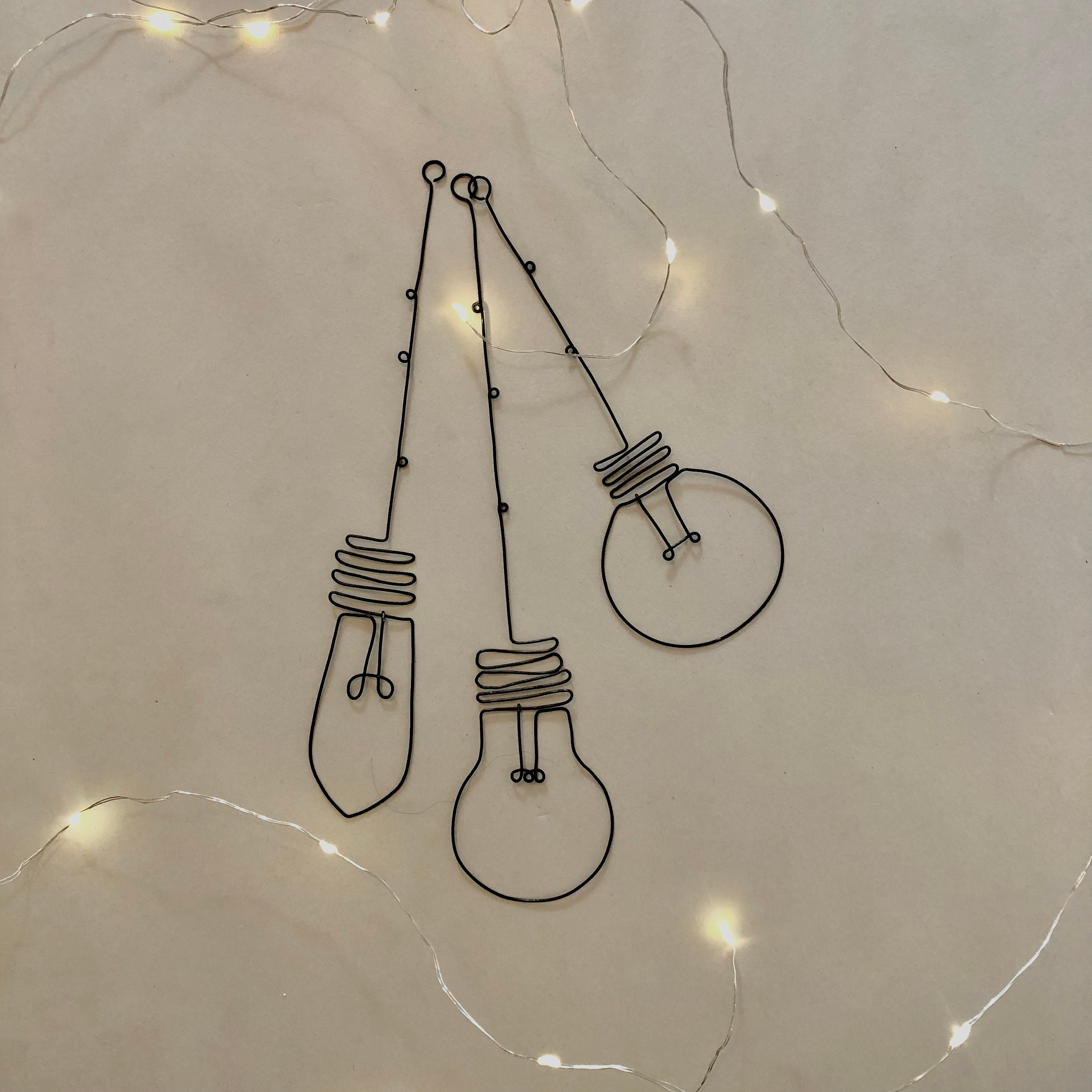 Wire Light Bulb Handmade Wall Art Metal Sculpture Decor - Etsy