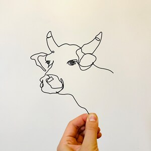 One Line Wire Cow Head Cattle Highland Art Farmhouse Decor Homestead ...