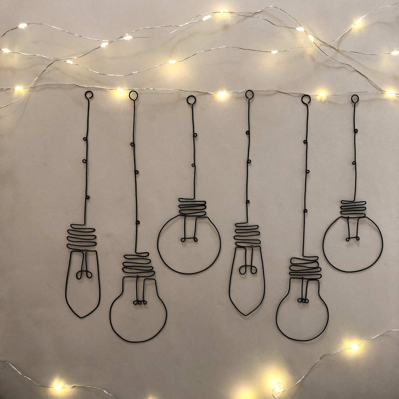 Wire Light Bulb Handmade Wall Art Metal Sculpture Decor - Etsy