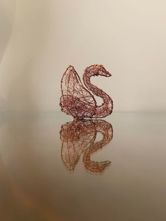 Wire swan bird ornament handmade one-line nature wall decor | Etsy