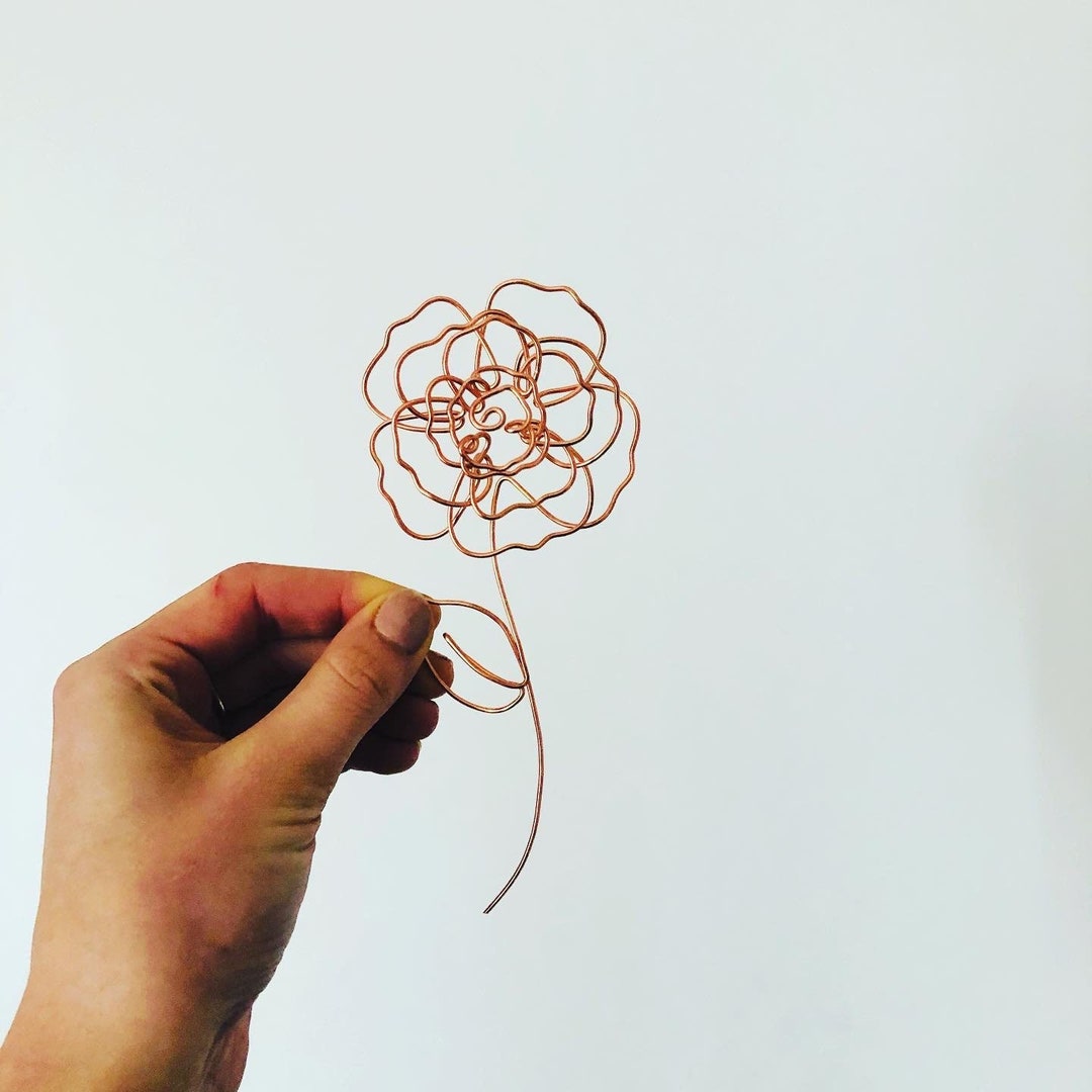Copper Wire Rose Metal Flower Handmade Bouquet Sculpture - Etsy