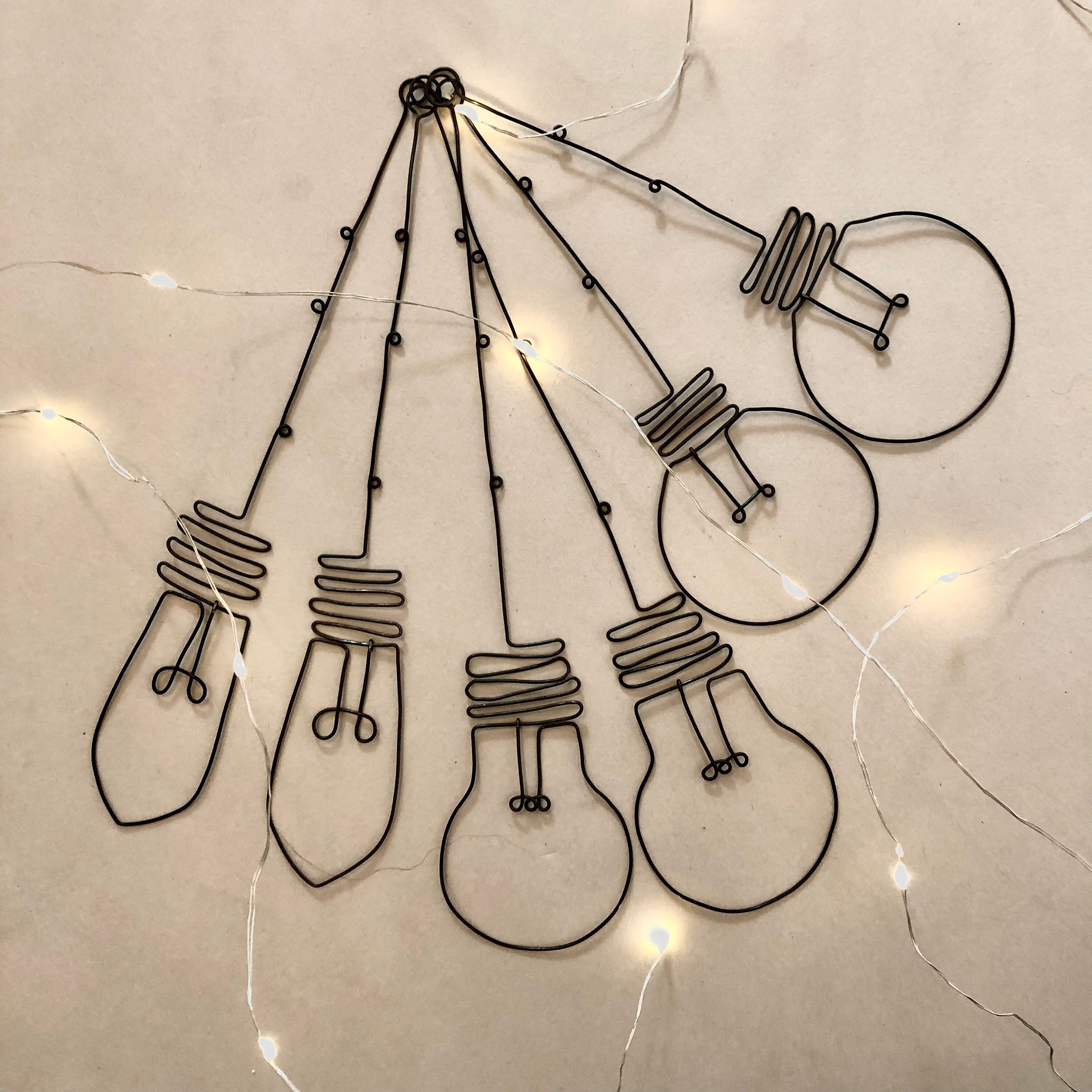 Wire Light Bulb Handmade Wall Art Metal Sculpture Decor - Etsy